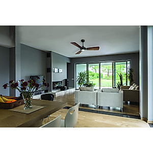 Mykonos Smart Indoor and Outdoor 3-Blade Ceiling Fan 52in Graphite Weathered Gray with 3000K LED Light Kit and Remote Control works with Alexa, Google Assistant, Samsung Things, and iOS or Android App