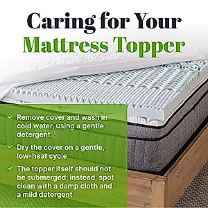 GhostBed 3 Inch Cooling Gel Memory Foam Mattress Topper - Waterproof Cover, Protector & Topper in One, Queen