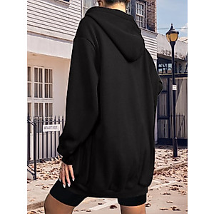 Zeagoo Women's Longline Hooded Sweatshirt / Hoodie Tunic With Fleece,Black,X-Large