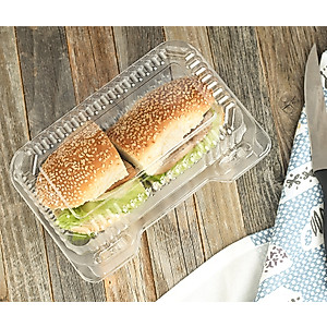 Disposable Sturdy Plastic Hinged Loaf Containers - Durable Small Hoagie Container (Pack of 40) by MT Products - Made in The USA