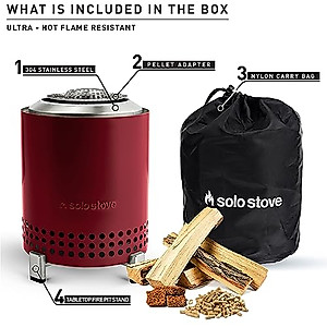 Solo Stove Mesa Tabletop Fire Pit with Stand | Low Smoke Outdoor Mini Fire for Urban & Suburbs | Fueled by Pellets or Wood, Stainless Steel, with Travel Bag, 6.9 x 5.1 in, 1.4lbs, Deep Olive