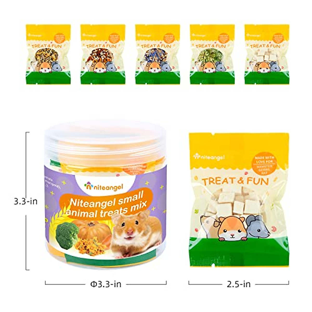 Niteangel Hamster Snack & Treats Toy - Small Animal Natural Treat Mix for Dwarf Syrian Robo Hamsters Gerbils Mice Lemmings Degus or Other Small-Sized Pets (Walnut-Shell Boat)