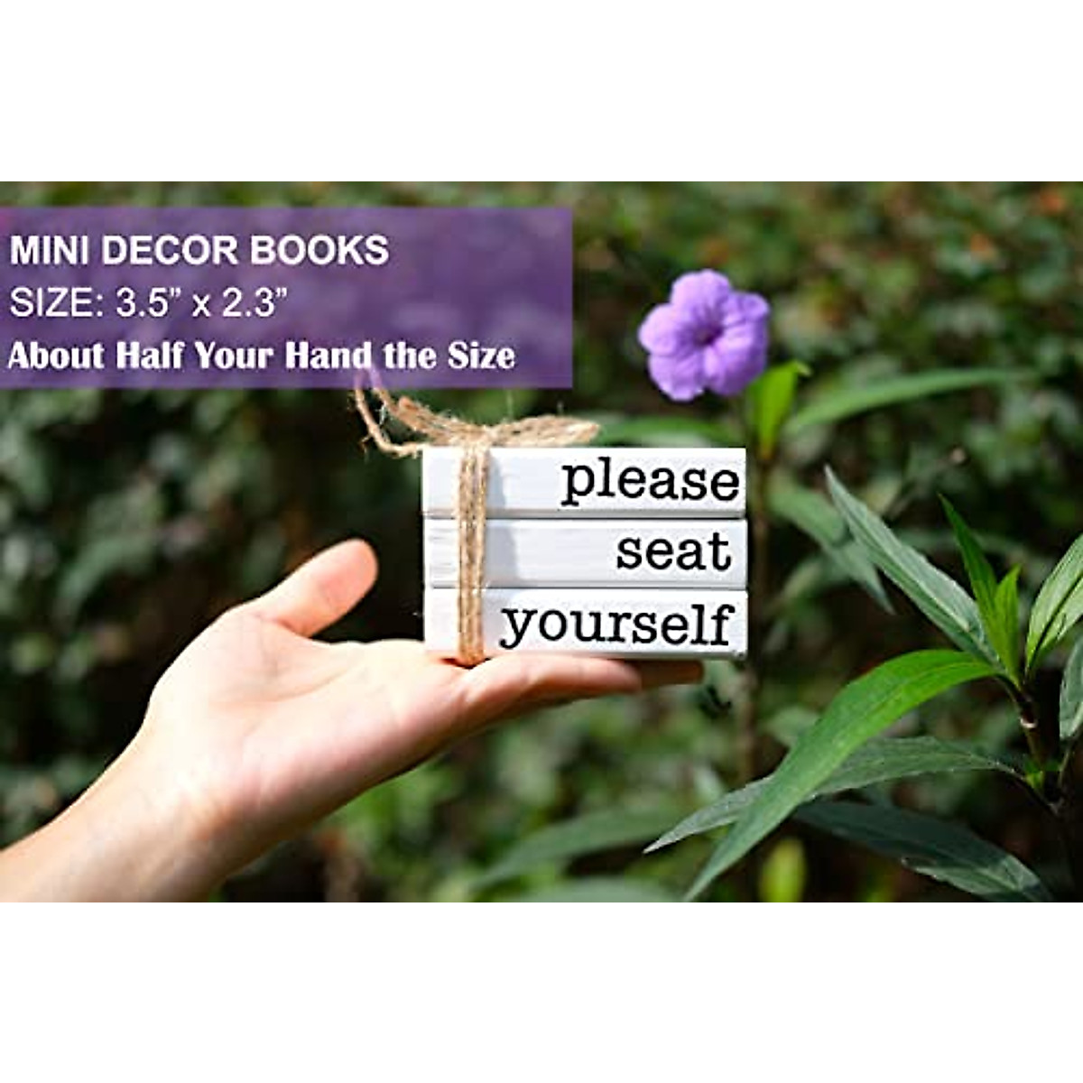 Farmhouse Mini Bathroom Sign Decor Funny Wooden Book Stack for Bathroom Tray Decor Bathroom Shelf Sitter 2 Signs in 1 Reversible Mini Book Set of 3 for Restroom Decor Bathroom Wooden Rustic Sign