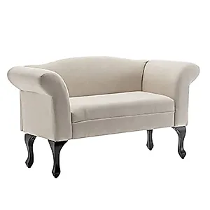LJMXG Couch Lounge Bed with Wooden Legs, Upholstered Linen Fabric Loveseat Sofa & Armrest Chair for Bedroom
