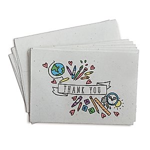 School Supplies Thank You Cards - 24 Greeting Cards with Envelopes - School Thank You Notecards For Teacher Appreciation