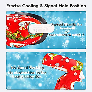 YIZEIJOB VR Accessories for Meta Quest 2, Protective Silicone Cover Set Compatible with Oculus Quest 2, Chrismas Gift Unique Patterns to Dress Up Quest 2 Headset & Controllers