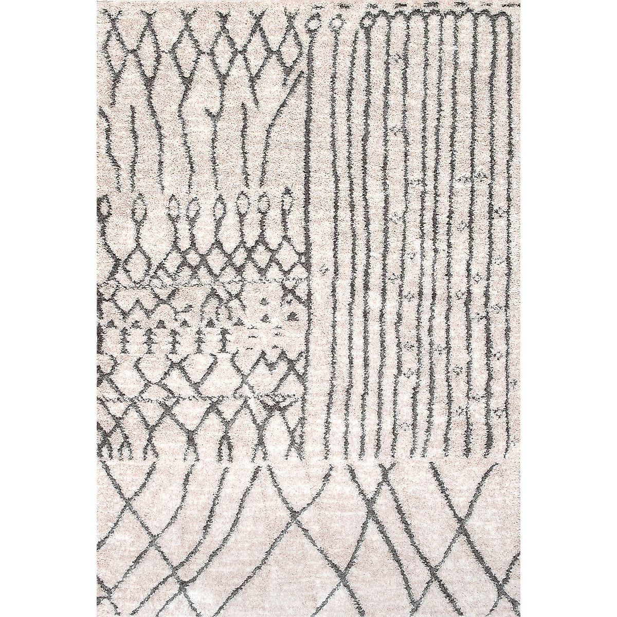 nuLOOM Nohemi Moroccan Shag Area Rug, 4' x 6', Light Beige