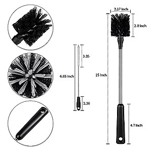 [4 Pack] Stainless Steel Water Bottle Brush & Straw Cleaner Set, Long Handle Baby Bottle Scrub Cleaning Brush for Sports Bottles, Cups, Dishes, Coffee Mugs, Glasswares, Tumblers, Wine Decanters