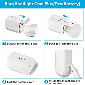 Wall Mount for Ring Spotlight Cam Plus/Pro (Battery), 360°Adjustable Indoor/Outdoor Sturdy Metal Mount Holder, Camera Not Included (2 Pack)