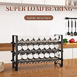 H-SPACE Spice Rack Organizer for Cabinets, 3 Tier Spice Rack Organizer, Removable Countertop Spice Rack, Freestanding Spice Jar Organizer for Kitchen Counter (Black)