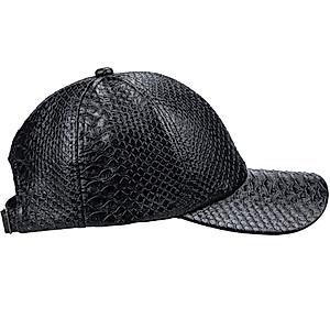 INOGIH Snakeskin-Leather Baseball-Cap Unisex Casual-Dad-Hat Adjustable Snapback for Women Men Black