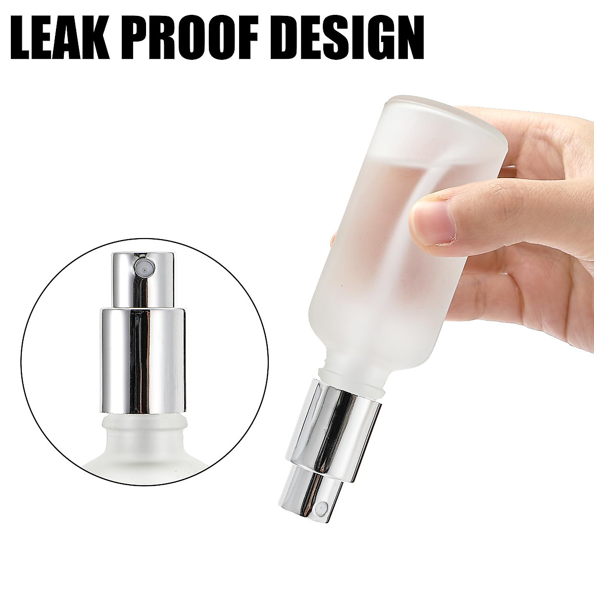 Bekith 16 Pack 50ml Glass Spray Bottles, Frosted Empty Perfume Atomizer, Refillable Fine Mist Spray for Essential Oils, Cleaning Products, Silver Sprayer