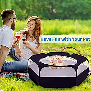 Small Animal Playpen, SKYKA Pet Playpens, Rabbit Playpen Cat Playpen with Cover Top Guinea Pig Toys Playpen for Hamster/Ferret/Bunny/Kitten/Chick Brooder Box Cage Tent, Indoor Outdoor Waterproof Black
