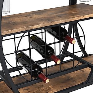 CALABASH Industrial Serving Bar Cart with Storage,3 Tier Shelf Wooden Metal Rustic Freestanding Floor Wine Coffee Rack,Modern Home Portable Mini Bar Liquor Cart (33.66")