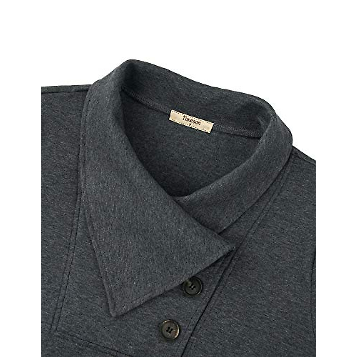 Timeson Winter Tunic Tops,V Neck Cotton Long Tunics for Leggings Ladies Long Sleeve Sweaters Loose Thick Button Sweatshirts Knit A Line Winter Leggings Shirts Fall Fleece Tops Carbon Gray X-Large