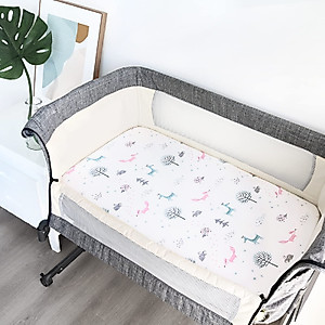 Muslin Bassinet Sheets 20''x33'' Fit for Baby Delight, Mika Micky, Koolerthings (3 in 1), Maxi COSI, Angelbliss and Other Rectangle Bassinet Mattress, Ultra Soft and Breathable, Star & Fox, 2 Pack