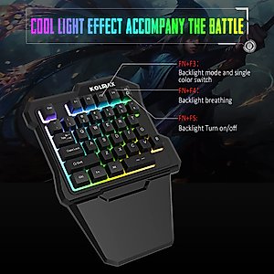 RGB One Handed Gaming Keyboard and Mouse Combo,USB Wired Mechanical Feeling Gaming Keypad with Wrist Rest Support, Gaming Mouse for Laptop PC Xbox PS4 Game Office