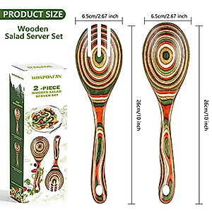 Salad Tongs, Wooden spoons, Salad Tongs for Serving, WOSPONFAN 12-inch Pakkawood Serving Utensils Set Salad Servers Set Kitchen Cooking Utensil