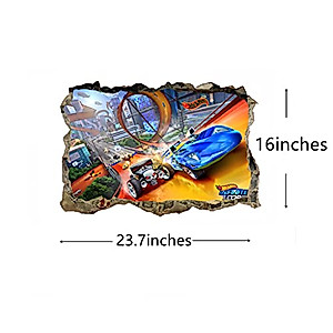 LSXYJ 3D Hot Wheels Stickers, Hot Wheels Wall Decals, Cars Wall Decals for Boys Bedroom, Hot Wheels Poster Bedroom Decor, Hot Wheels Wall Art 23.6X 16 inches