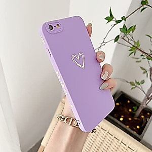 iPhone 6s Plus Case for Girls,Cute Phone Cases iPhone 6 Plus for Women Heart Pattern Soft Silicone Protective Cover for iPhone 6 Plus/6s Plus 5.5 inch -Purple