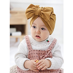 inSowni 8 Pack Super Soft Velvet Solid Nursery Hospital Turban Hat Cap Beanie Bonnet with Big Bow for Baby Girls Toddlers Newborns Infants