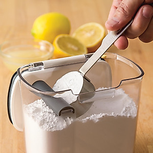 Progressive International Prepworks ProKeeper 2- Piece Kitchen Clear Food Baker's Kitchen Storage Organization Canister Set (Powdered Sugar 1.4-Quart)