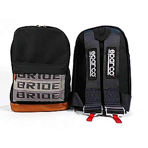 JDM Bride Racing Backpack Brown Bottom with Black Harness Straps