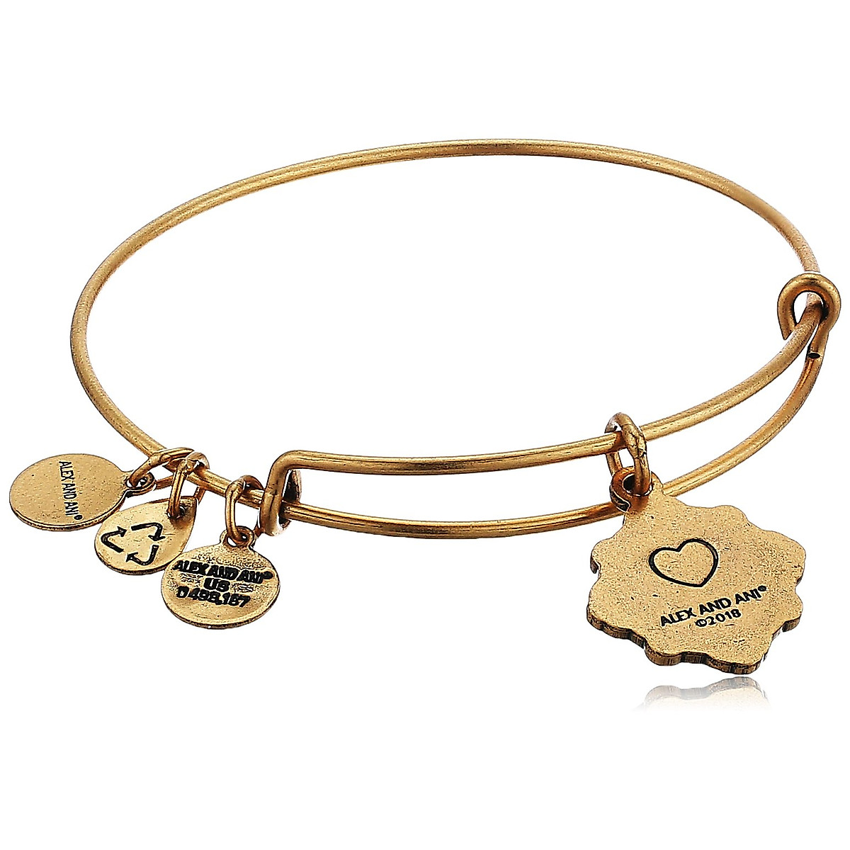 Alex and Ani Womens Because I Love You A18BILY08RG Goddaughter Charm Bangle Bracelet, Rafaelian Gold, Expandable