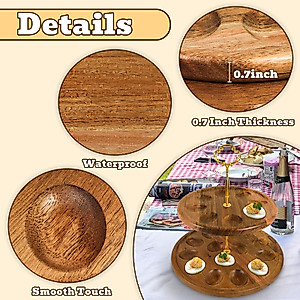 Honitra Double Wooden Deviled Egg Platter, 22 Holes Deviled Egg Plate, Reversible Deviled Egg Tray, Front as Easter & Thanksgiving Deviled Egg Container, Back as Cupcakes Stand & Serving Tray