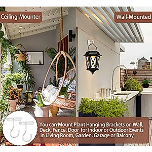 ASZUNE Ceiling Hooks for Hanging Plants - Metal Plant Bracket Iron Wall Mount Lanterns Hangers for Hanging Bird Feeders, Lanterns, Wind Chimes, Planters, Outdoor Decoration Hooks
