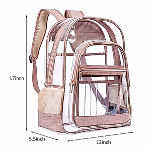 RRRWEI Clear Backpack Stadium Approved Heavy Duty Backpack Women School Bookbag Transparent Pvc For Men,Work,Security,Travel (BLACK WITH MAKE UP BAG)