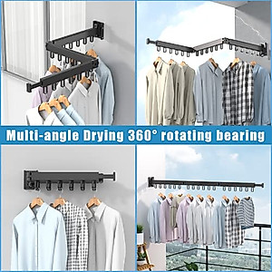 WSIGHT Wall Mounted Drying Rack Laundry Clothes Hanging Rack Collapsible Retractable for Laundry Room Organization, Balcony, Wardrobe, Bathroom (3 Poles)