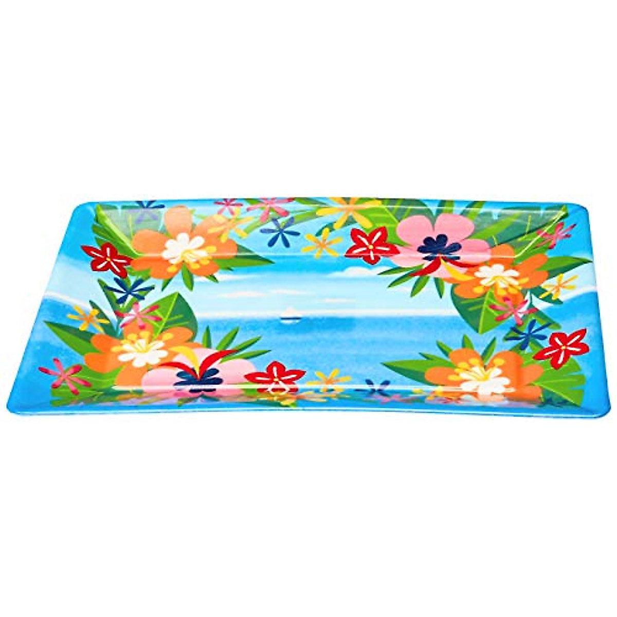 Creative Converting Lush Luau Plastic Tray, 10" x 14", Multi-colored
