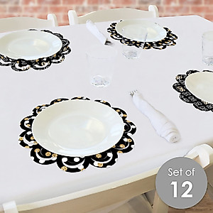 Big Dot of Happiness Adult 80th Birthday - Gold - Birthday Party Round Table Decorations - Paper Chargers - Place Setting for 12