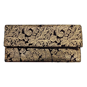 JNB Paisley Pattern Print Clutch, Gold