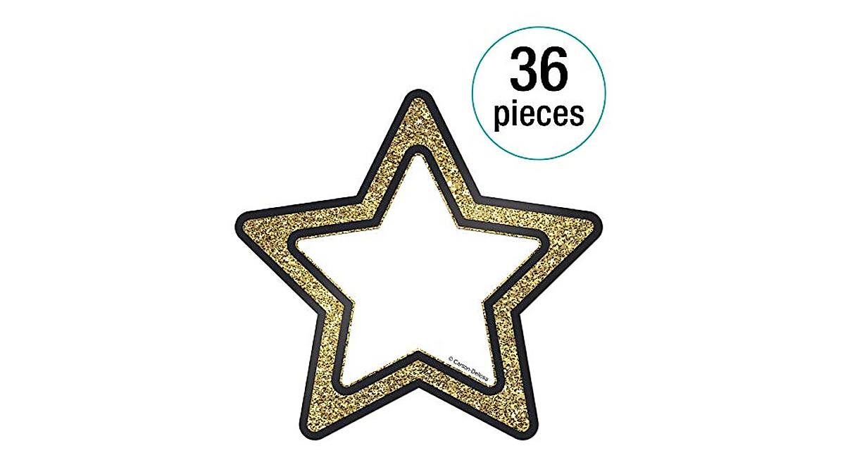 Gold Glitter Stars Cut-Outs for Classroom Décor