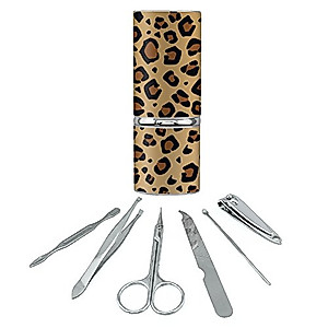 Leopard Print Animal Spots Stainless Steel Manicure Pedicure Grooming Beauty Care Travel Kit