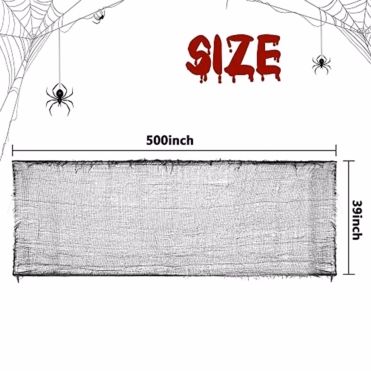 Watayo 500x39 Inch Large Size Halloween Creepy Cloth-Halloween Black Scary Spooky Cloth-Windows Doorways Cover Gauze for Halloween Party Haunted House Decor