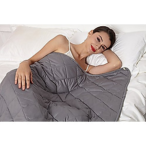 HYPNOSER Weighted Blanket Twin Size (15 lbs 48"x72") for Kids and Adults | Heavy Blanket for Better Sleep, Fits Twin or Full Size Beds (Dark Grey)