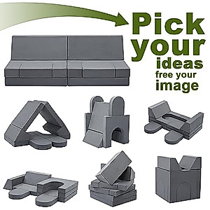 Buytime Kids Couch, Modular Floor Couch with Ottomans, Cozy Toddler Play Sofa Bed with Soft Foam, Playroom and Bedroom Furniture for All Ages, Large