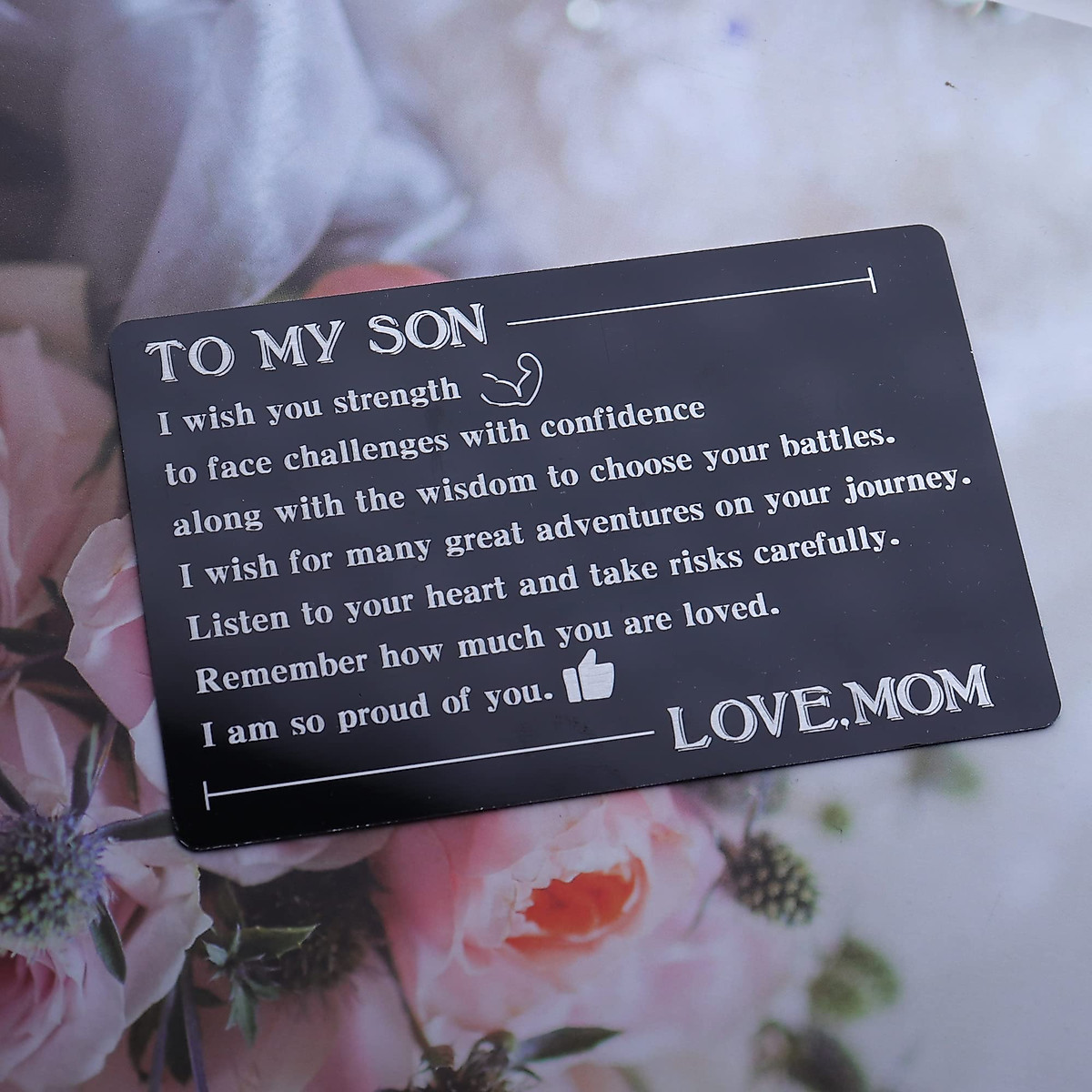 Jstud Wallet Card To Son from Mom Son Birthday Gifts Inspiratioanl Engraved Wallet Insert Card for Son