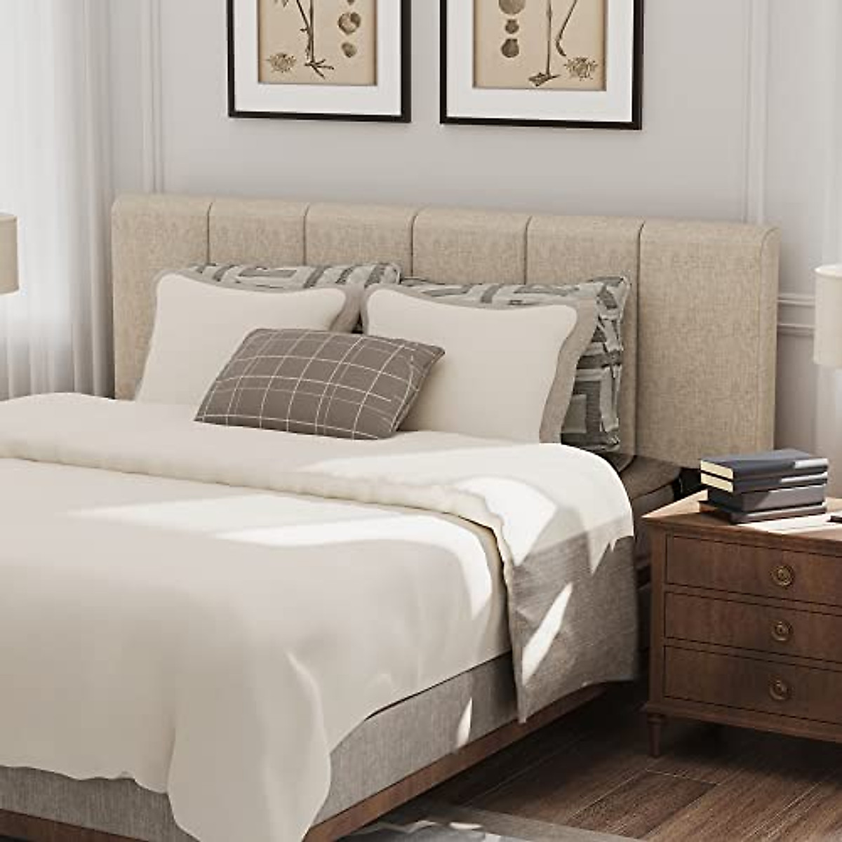 Haobo Upholstered Headboard Foldable King Size Headboards Eastern King/California King Linen Panel with Height Adjustments