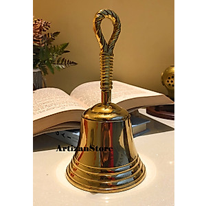 Nautical Brass Bell Handle 3.5 "-Nautical Brass Bells, 3" Nautical Bell Decoration Alarm, Ringing, Bell