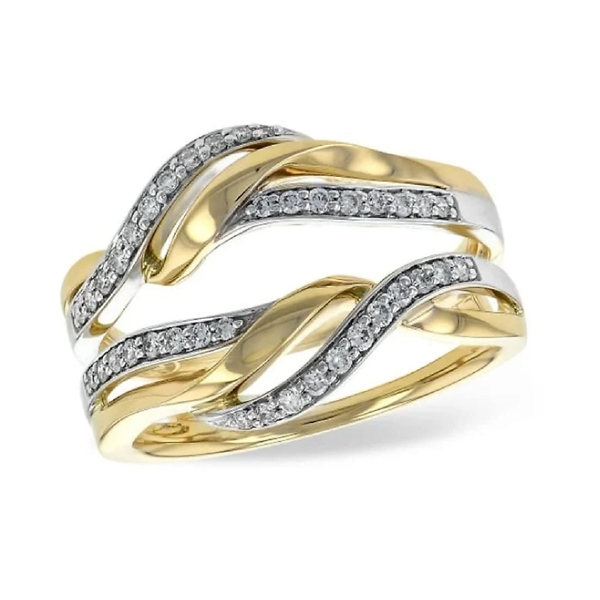 0.50Ct Round Cut Created Cubic Zirconia 14K Two Tone Gold Plated Wedding Enhancer Wrap Band Ring, Engagement Enhancer Guard Ring 925 Sterling Silver For Women's