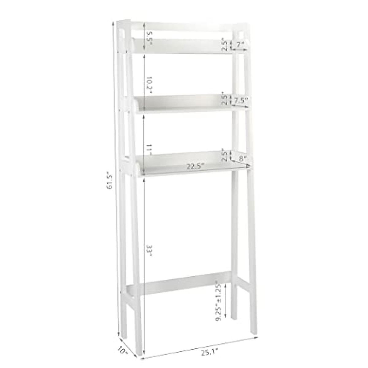 UTEX 3-Shelf Bathroom Organizer Over The Toilet, 3-Tier Bathroom Shelf Over The Toilet, Bathroom Spacesaver (White)
