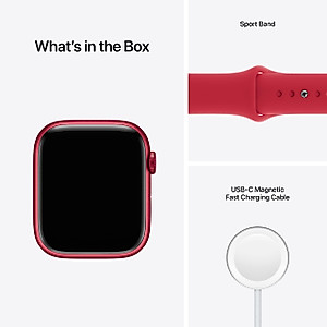 Apple Watch Series 7 (GPS, 45MM) (Product) RED Aluminum Case with (PRODUCT) RED Sport Band (Renewed)