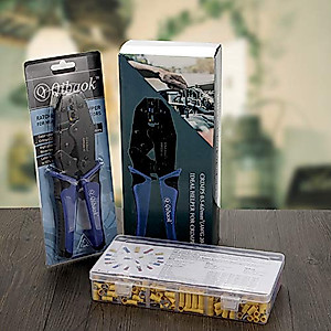 Wire Terminals Crimping Tool, Qibaok Insulated Ratcheting Terminals Crimper Kit of AWG22-10 with 800PCS Insulated Butt Bullet Spade Fork Ring Crimp Terminals Connectors