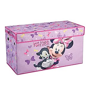 Idea Nuova Disney Minnie Mouse Collapsible Children’s Toy Storage Trunk, Durable with Soft Lid,28.5"x14.5"x16"