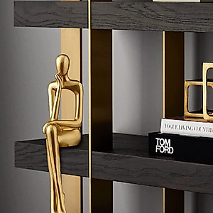 Golden Abstract Bookshelf Figures, Gold Thinker Statue Decor, Resin Sitting Sculpture, Modern Thinker Art for Bookshelf Table Shelf Desktop Table Office Home Decoration-Hold The Ball