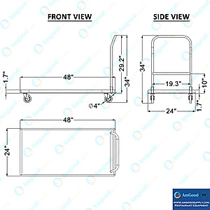 AmGood Stainless Steel Platform Cart. 24" Wide x 48" Long x 32" High. Push Dolly Flatbed Cart with Handle